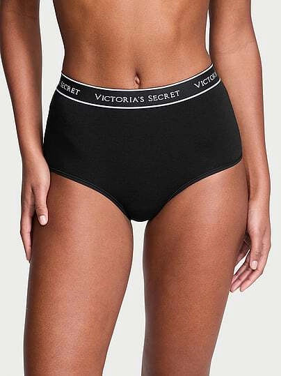 Victoria's Secret Cotton Logo Modern Brief Panty - Black