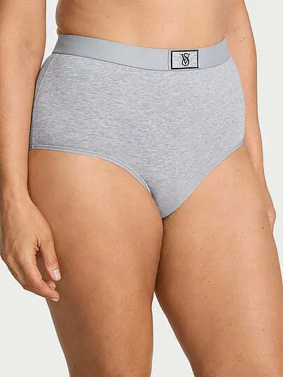 Victoria's Secret Cotton Exploded Logo Modern Brief Panty - Grey