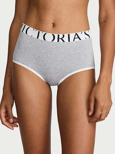 Victoria's Secret Cotton Logo Modern Brief Panty - Grey