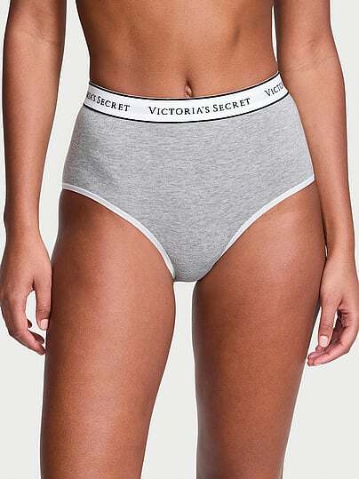 Victoria's Secret Cotton Exploded Logo Modern Brief Panty - Grey
