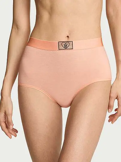 Victoria's Secret Cotton Exploded Logo Modern Brief Panty - Pink