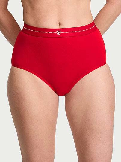 Victoria's Secret Cotton Exploded Logo Modern Brief Panty - Red