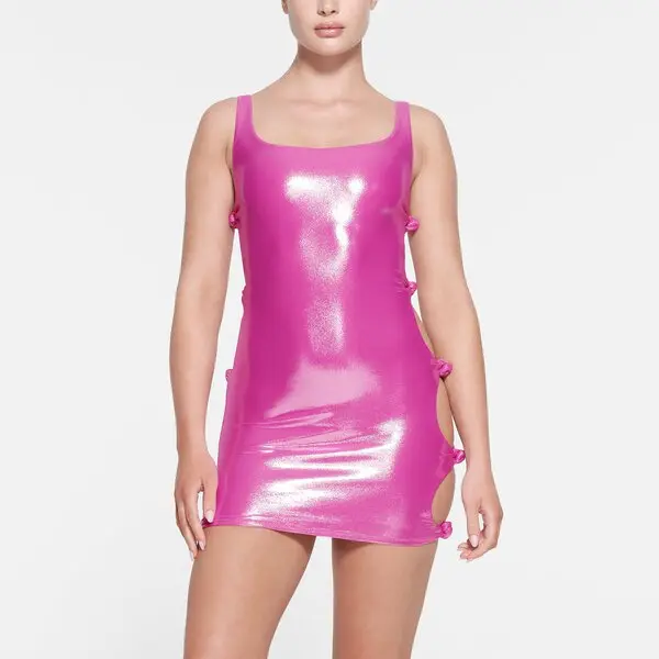 Skims Liquid Shine Swim Knotted Tank Mini Dress - Lollipop