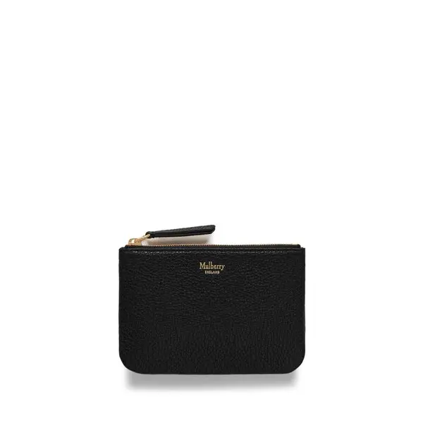Mulberry Small Zip Coin Pouch - Black Small Classic Grain