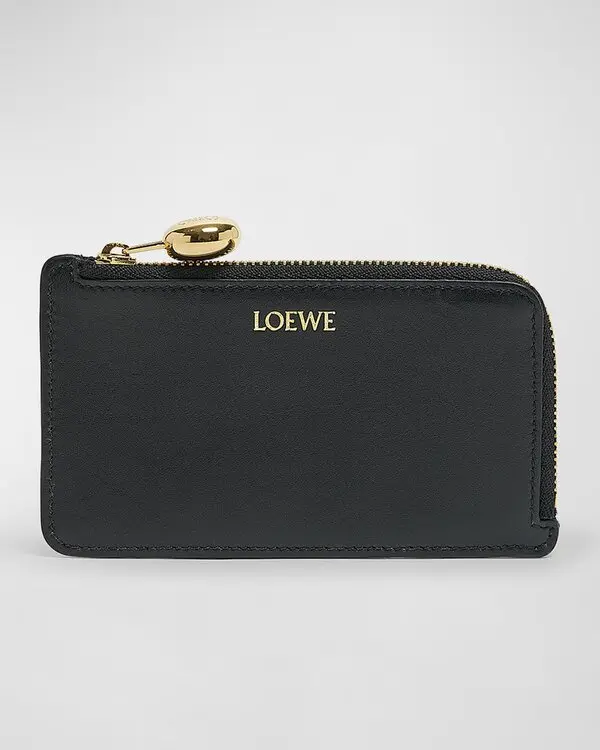 Loewe Pebble Zip Leather Card Holder - Black
