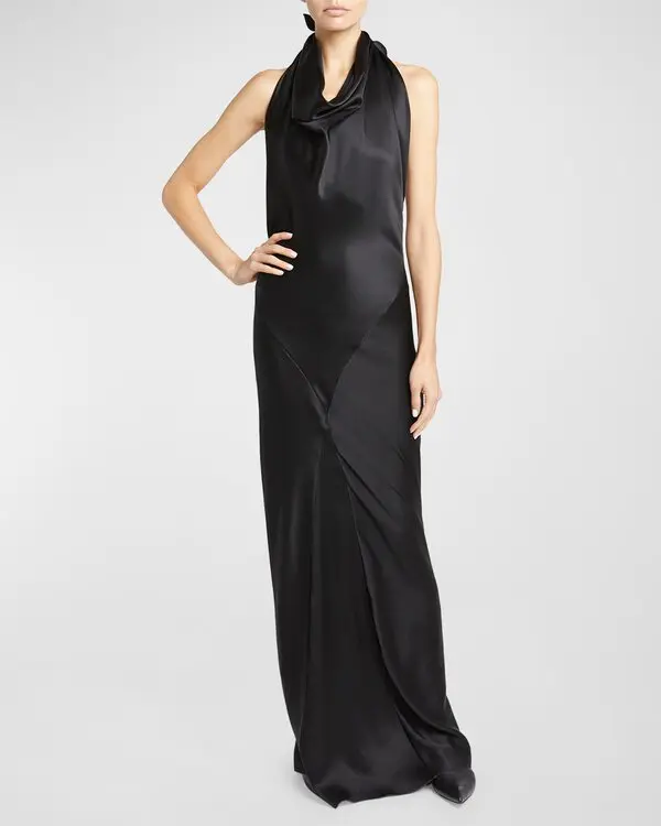 Loewe Backless Halter Scarf Maxi Dress - Black | Editorialist