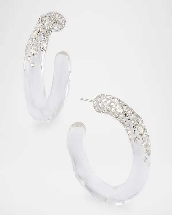 Alexis Bittar Confetti Crystal Hoop Earrings - Clear