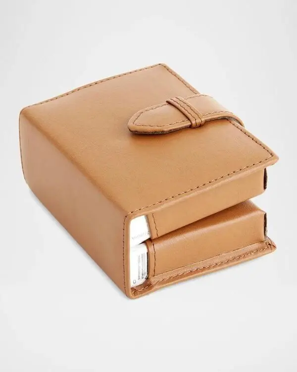 ROYCE NEW YORK Personalized Leather Playing Card Set Holder - Tan