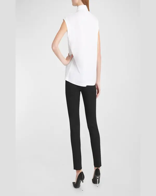 Dolce & Gabbana Piquet-bib Cap-sleeve Collared Shirt