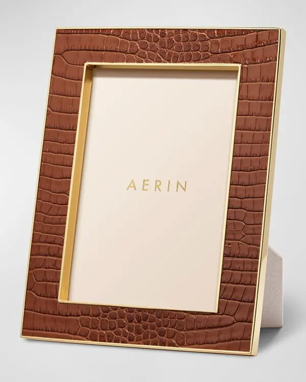 Aerin Classic Crocodile Leather Frame, 5x7 - Green