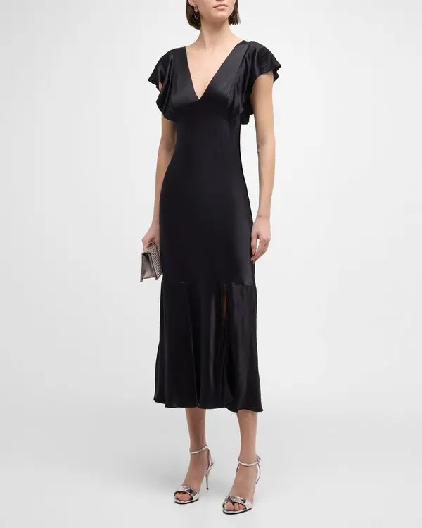 rails dina satin midi dress Petal & Pup Women's Dina Midi Dress, Black Coffee