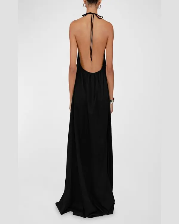 Leset Yoko Halter Maxi Dress - Black | Editorialist