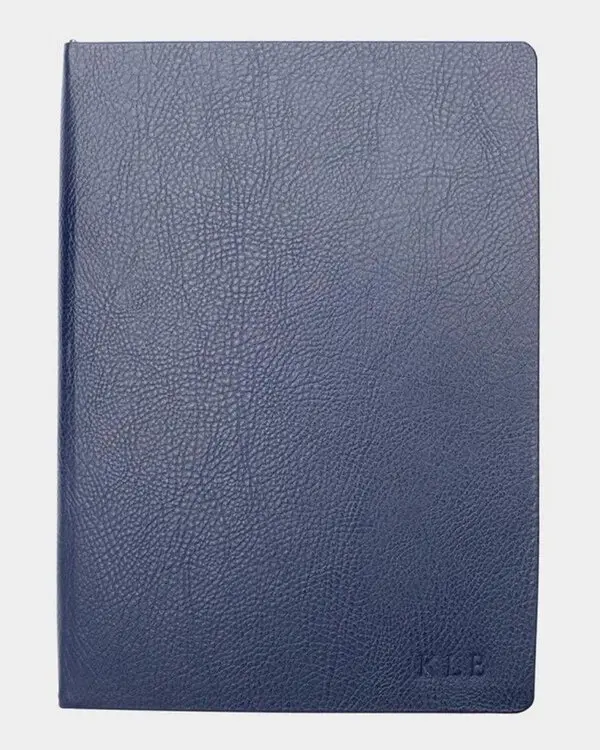 ROYCE NEW YORK Monogrammed Leather Bound Executive Notebook, Personalized - Navy