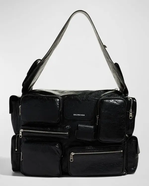 Balenciaga Superbusy Large Leather Sling Bag - 1000 Black