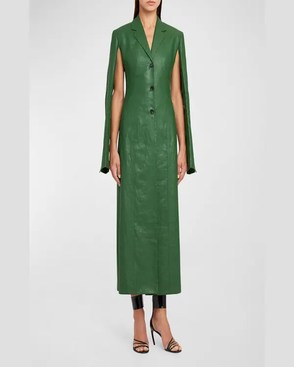 FERRAGAMO Coated Linen Single-breasted Long Coat