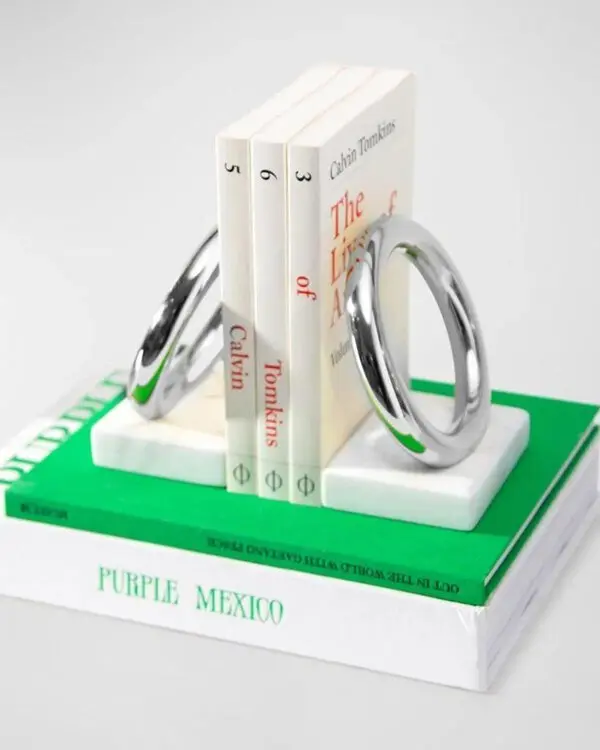 ANNA NEW YORK Marble Ring Bookends, Set Of 2 - Silver
