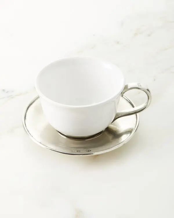Neiman Marcus Ceramic & Pewter Tea Cup With Saucer - One-color