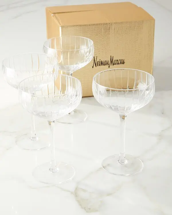 Neiman Marcus Cut Coupe Glass, Set Of 4 - One-color