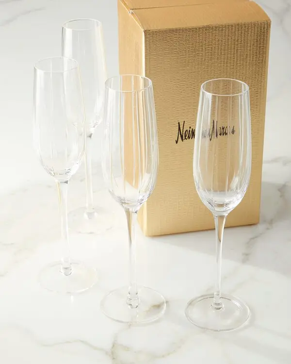 Neiman Marcus Cut Champagne Flutes, Set Of 4 - One-color