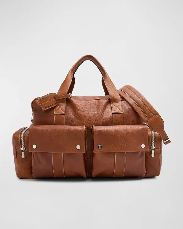Brunello Cucinelli Grained Calfskin Leisure Duffle Bag - Copper