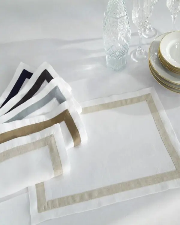 HOME TREASURES Fino Linen Placemats, Set Of 6 - White/light Natural