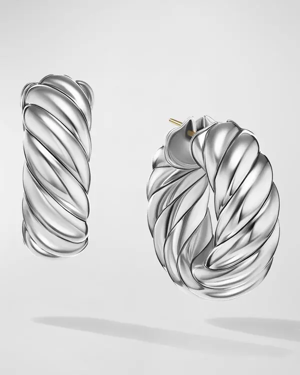 David Yurman Sculpted Cable Hoop Earrings - Sterling Silver