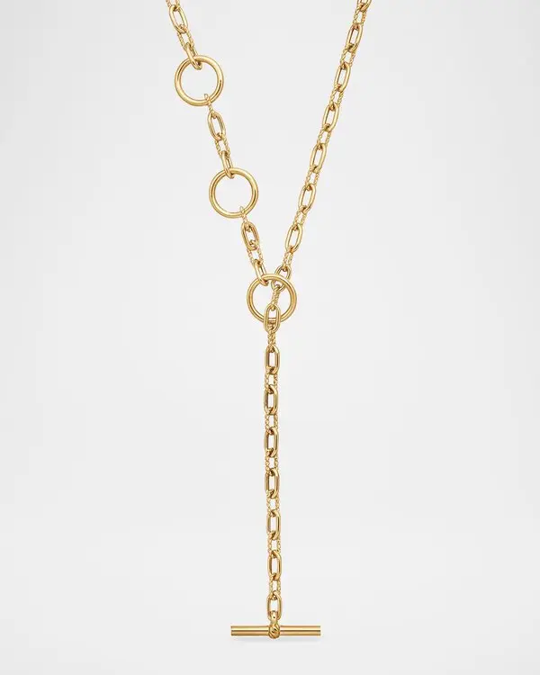 David Yurman Dy Madison Three Ring Chain Necklace - Gold