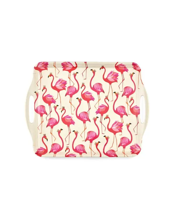 Sara Miller Flamingo Large Handled Melamine Tray One-Color