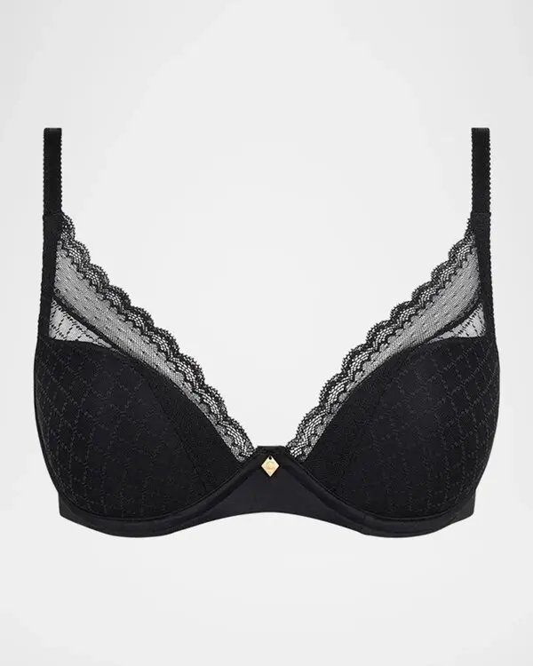 Chantelle Norah Chic Lace Plunge T-shirt Bra - Black-11