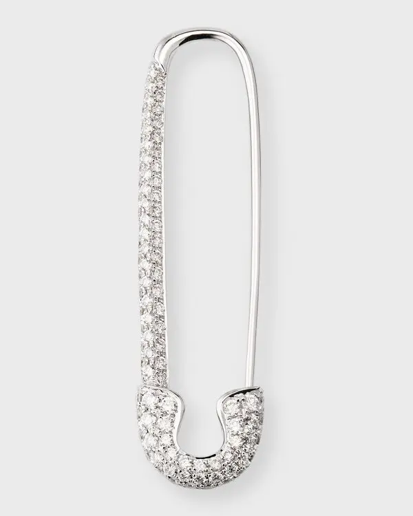 ANITA KO 18k Extra Large Diamond Safety Pin Right Earring - White Gold