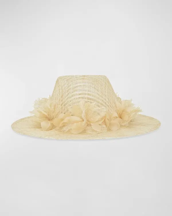 GIGI BURRIS MILLINERY Aloha Fedora With Floral Band - Natural