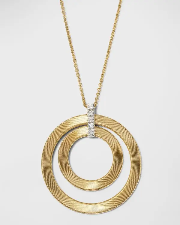 Marco Bicego Masai 18k Diamond Concentric Circle Pendant Necklace - Yellow Gold