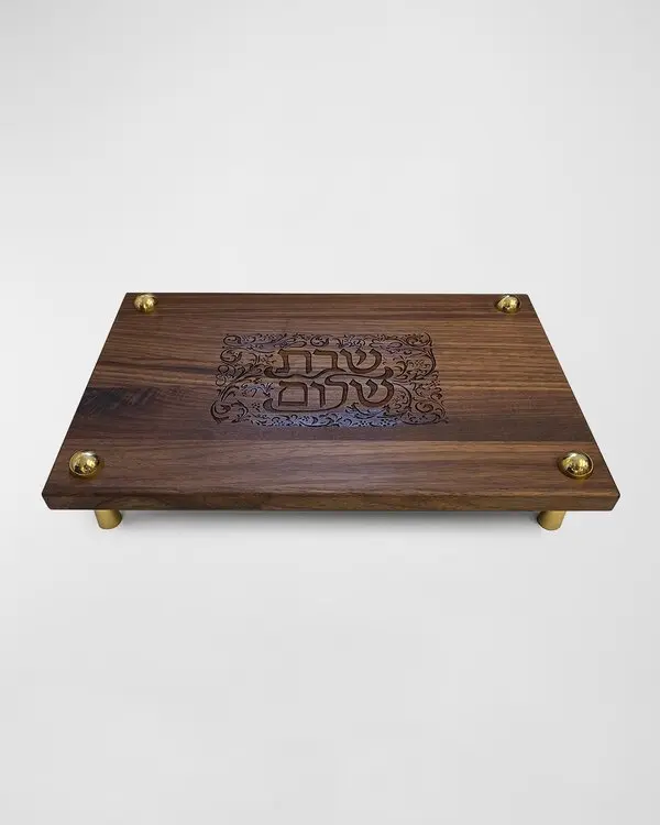 JOY STEMBER METAL ARTS STUDIO Shalom Hanukkah Challah Board Joy Stember - Brown And Brass