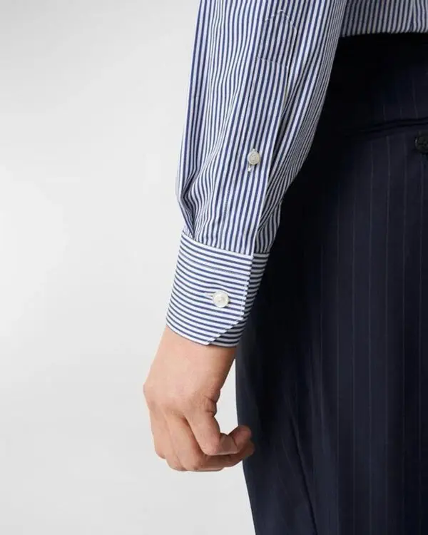 Eton Apos;s Contemporary Fit Bengal Stripe Elevated Poplin Shirt - Blue
