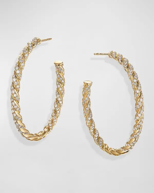 David Yurman Pavéflex Hoop Earrings In 18k Gold With Diamonds - Diamond
