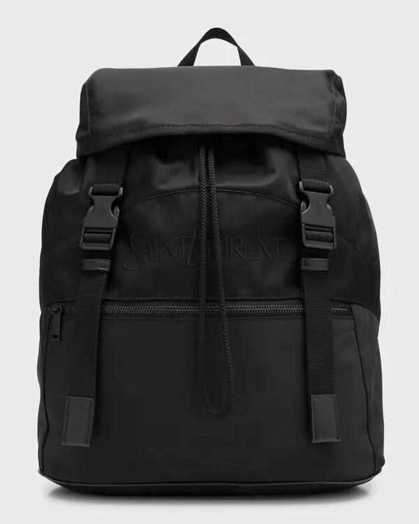 Saint Laurent Nylon & Leather Backpack - Nero