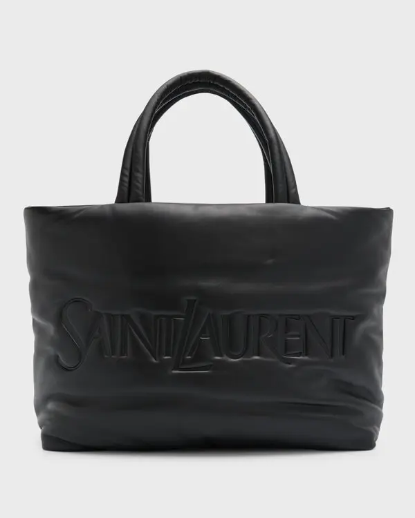 Saint Laurent Embossed Padded Leather Tote - Nero