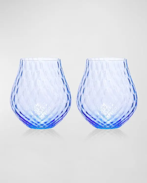 CASKATA Phoebe Stemless Wine Glasses, Set Of 2 - Cobalt