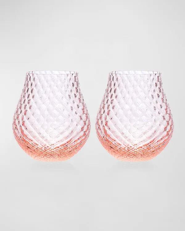 CASKATA Phoebe Stemless Wine Glasses, Set Of 2 - Rose