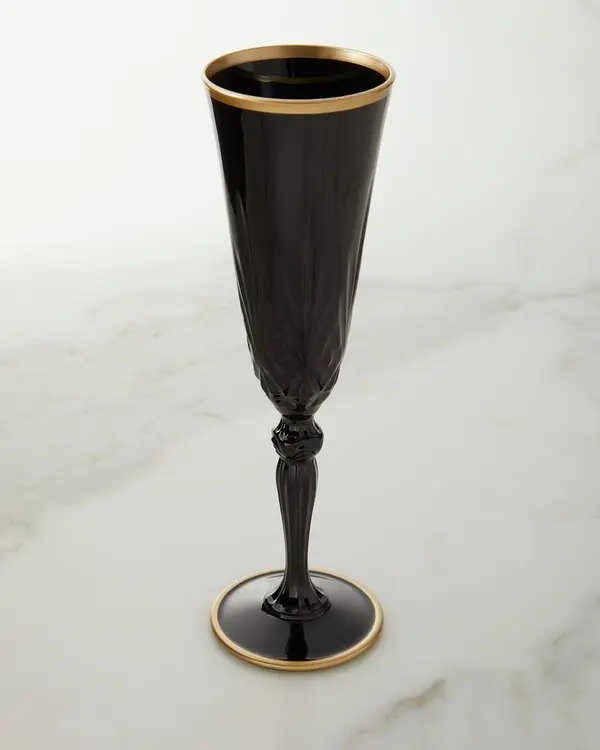 Neiman Marcus Elegance Black And Gold Collection Champagne Flute Glasses, Set Of 4 - One-color