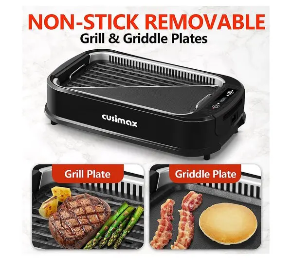 CUSIMAX Electric Portable Indoor Smokeless Gril L, Double Plate
