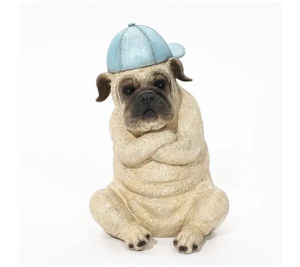 LUXEN HOME Luxenhome Baseball Fan Puppy Dog Resin Statue - One-color