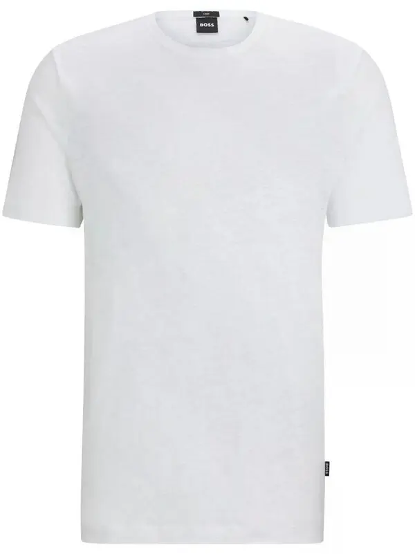 BOSS Crew-neck Linen T-shirt - White