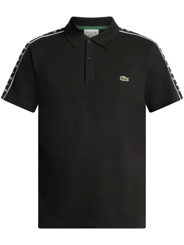 Lacoste Logo-embroidered Side-stripe Polo Shirt - Black