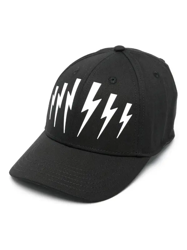 Neil Barrett Thunderbolt Print Cap - Black