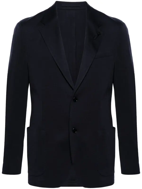 LARDINI Single-breasted Wool-blend Blazer - Blue