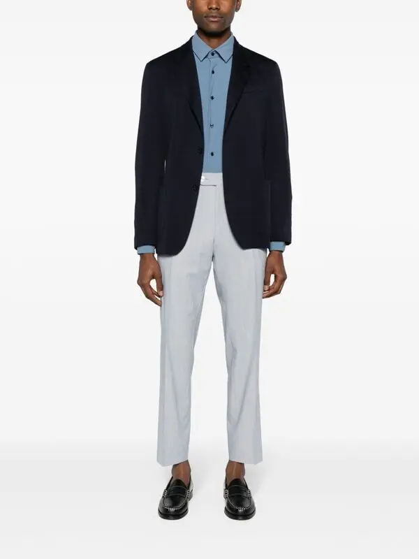 LARDINI Single-breasted Wool-blend Blazer - Blue