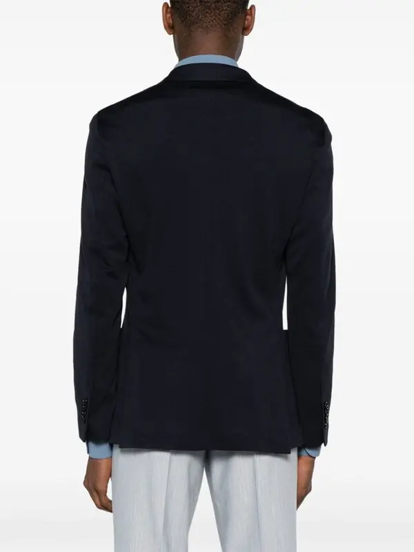 LARDINI Single-breasted Wool-blend Blazer - Blue