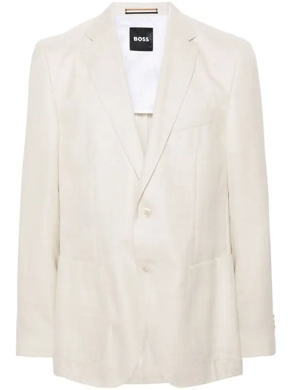 BOSS Notched-lapels Single-breasted Blazer - Neutrals