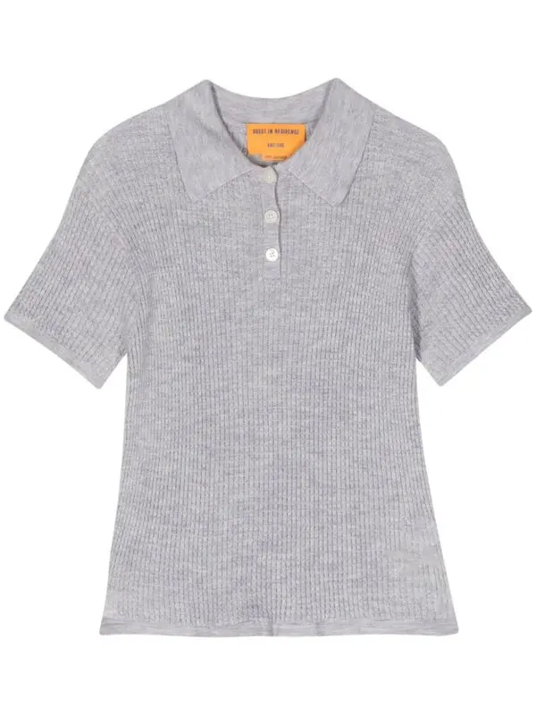 Guest In Residence Shrunken Cashmere Polo Top - Grey